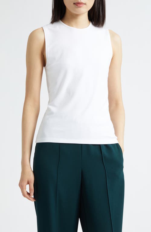VINCE Vince Jersey Shell with Shirred Crewneck